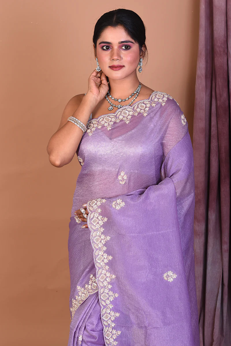 Purple Jimmy Choo Saree with Stonework
